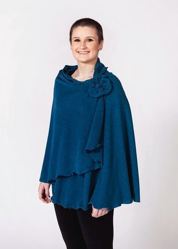 Teal Knit Shoulder Wrap with Rosette Closure - CureDiva